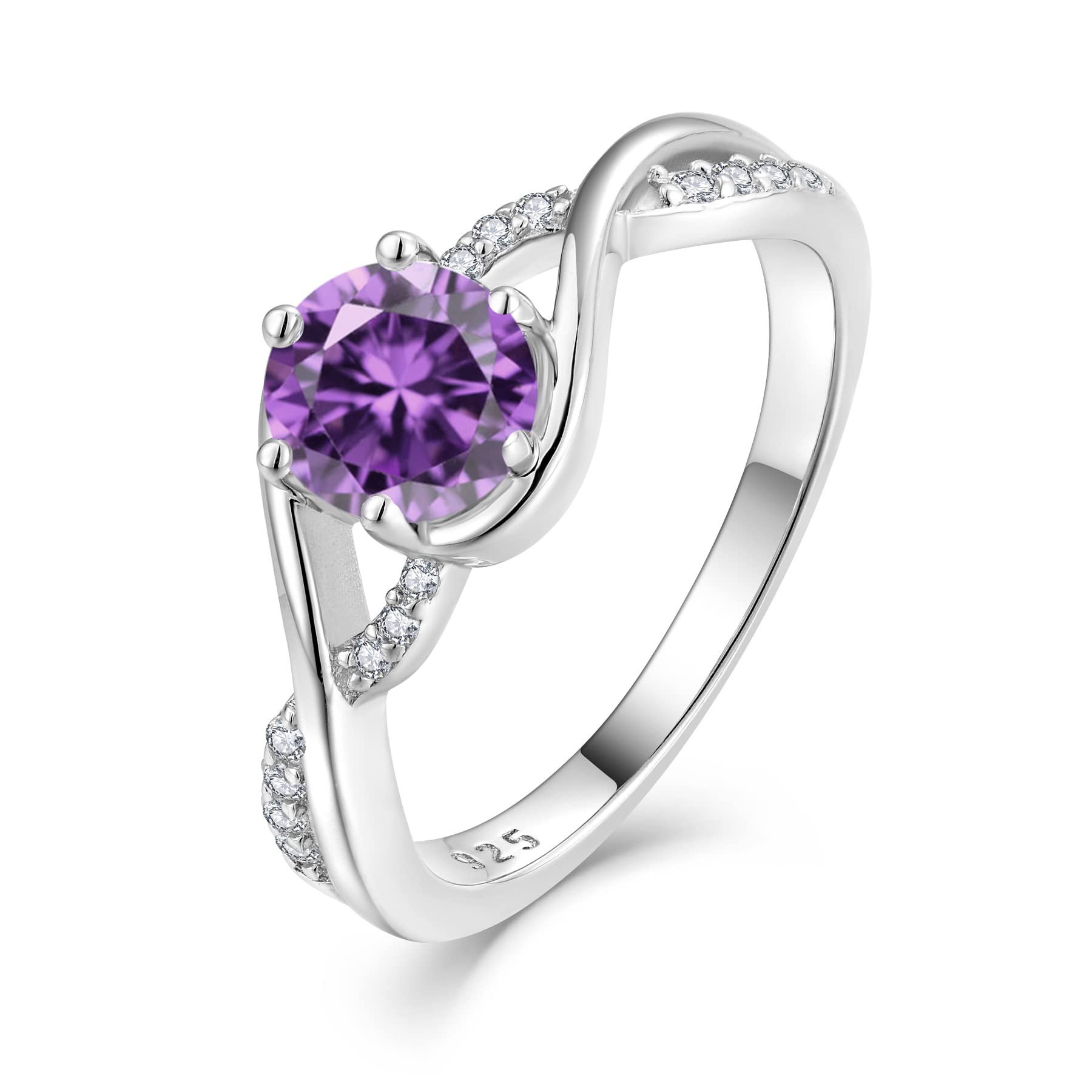 SIYELE Infinity Promise Ring 925 Sterling Silver Cubic Zirconia Ring for Women Statement Rings Engagement Wedding Size 6