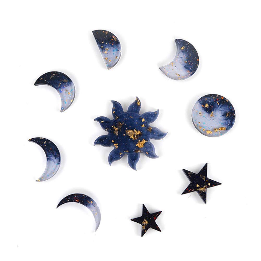 Moon Phase Resin Molds Sun and Star Epoxy Silicone Mold Kits Silicone Mold for Resin Crafts DIY, Making Decoration Pendants/Wall Hanging