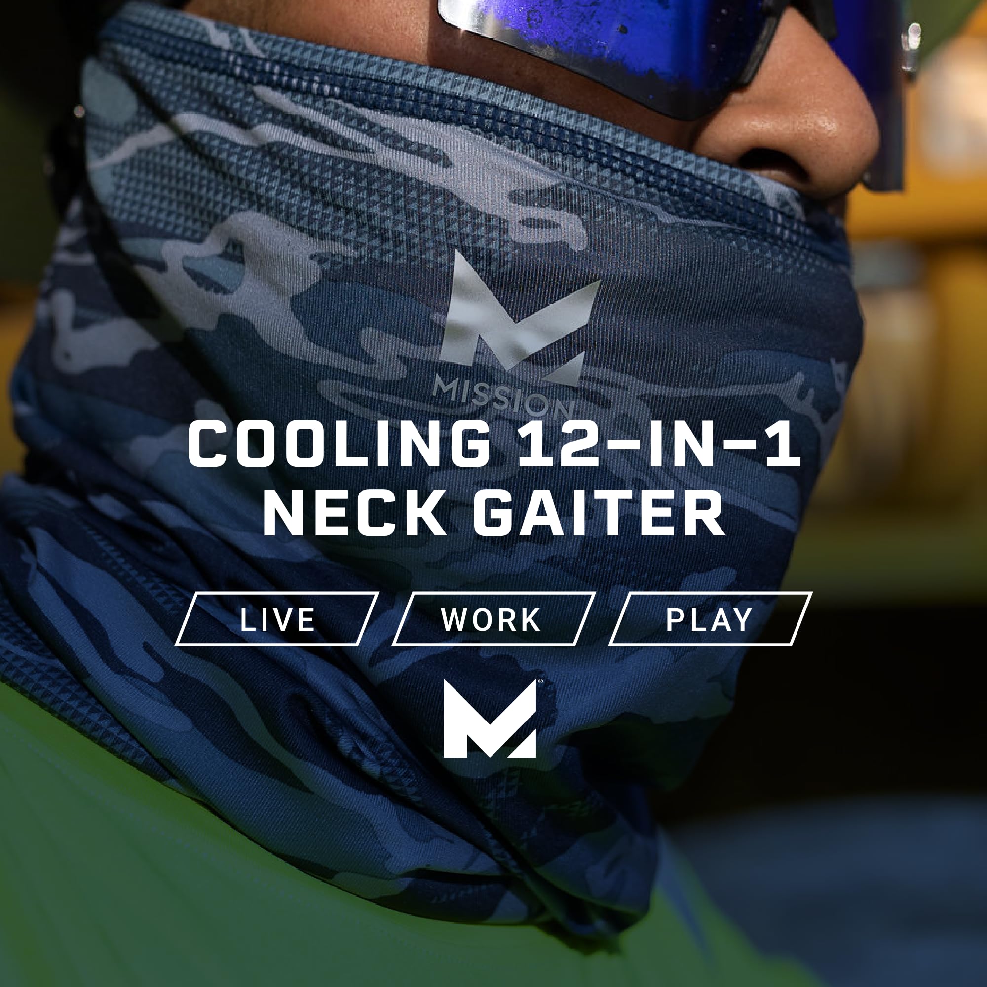 MISSION Cooling 12-in-1 Neck Gaiter, Charcoal - Lightweight & Durable - Cools Up to 2 Hours - UPF 50 Sun Protection - Machine Washable