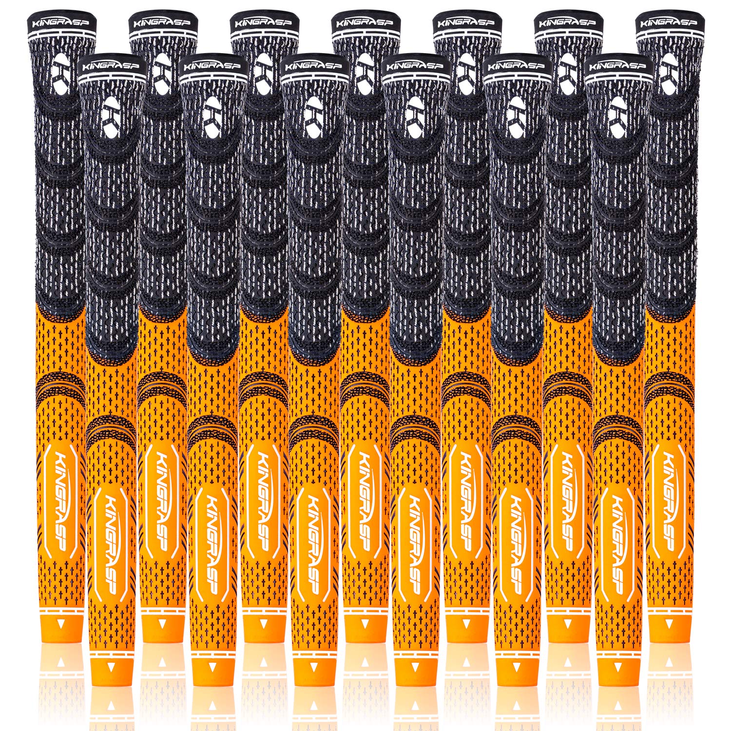 Lehui KINGRASP Golf Grips, Standard/Midsize, Golf Grips Set of 13(Free 13 Tapes), Anti-Slip Rubber Golf Club Grips, 8Colors Optional (Orange, Midsize)