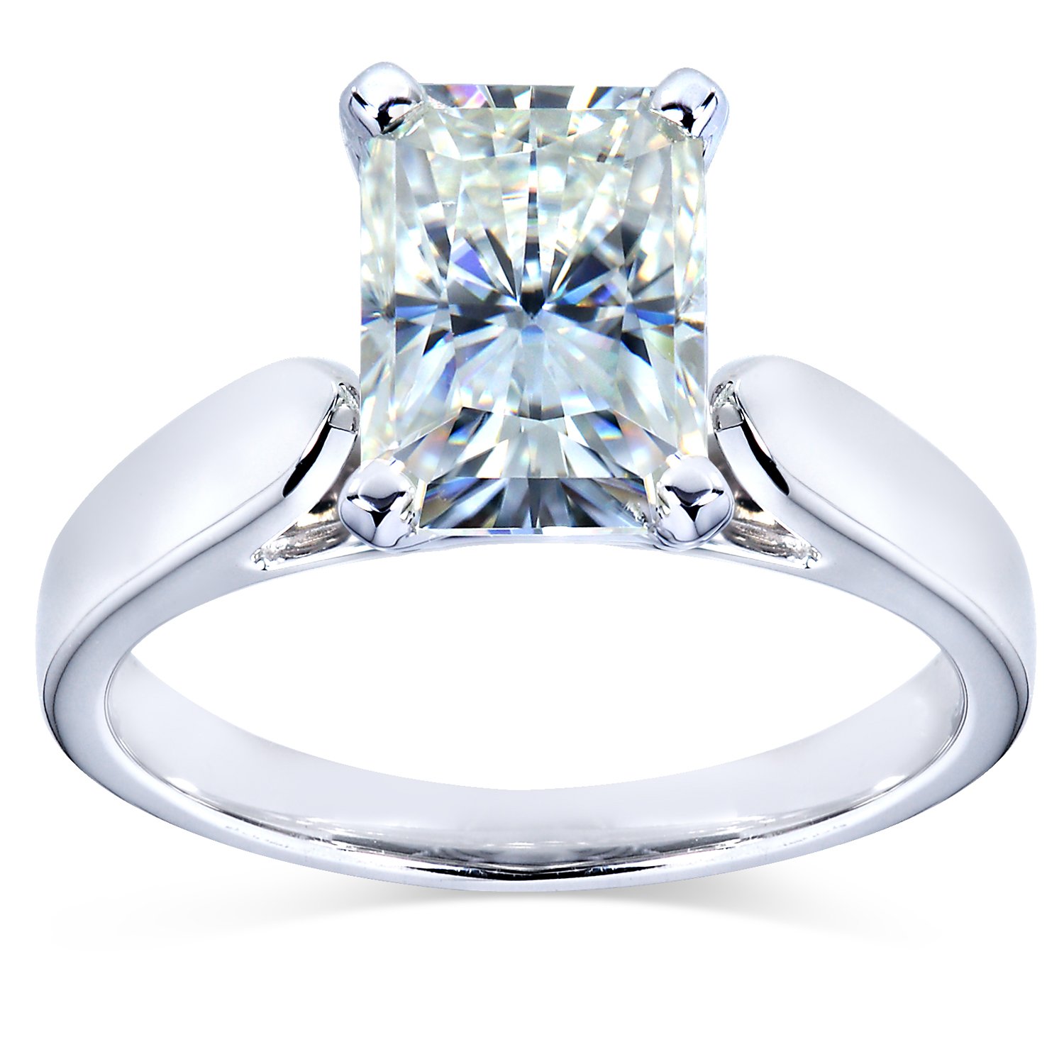 Kobelli Radiant-cut Moissanite Solitaire Engagement Ring 1 4/5 CTW 14k White Gold, Size 8.5