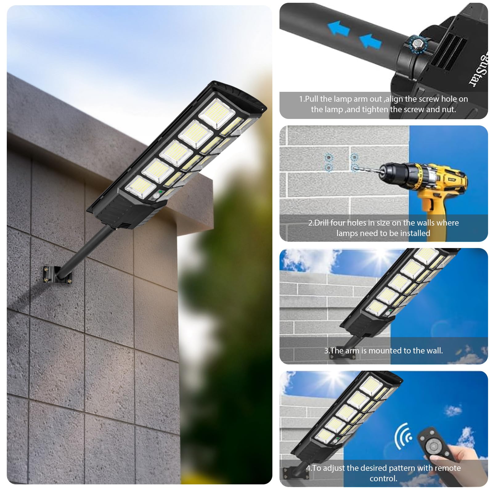 Xmart Solar Street Lights Outdoor Waterproof 80000LM 744 Upgraded LEDs Solar Parking Lot Lights Dusk to Dawn Solar Motion Flood Light Wide Angle Sensor and Remote Control for Area Pole Yard 2-Pack