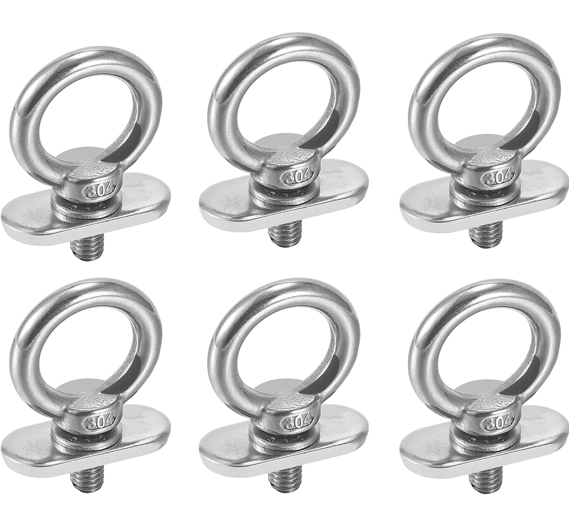 NiexBin 6 Pack Kayak Track Mount Tie Down Eyelet to Hold Your Bungee Cord or Ropes Up to 0.5" - No Track -Don't use for Anchoring