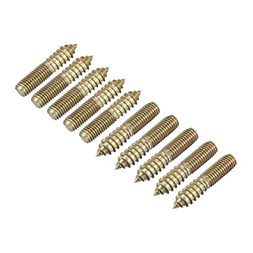 uxcell M10x50mm Hanger Bolts, 30pcs Double Ended Thread Dowel Screws for Wood Furniture Connecting