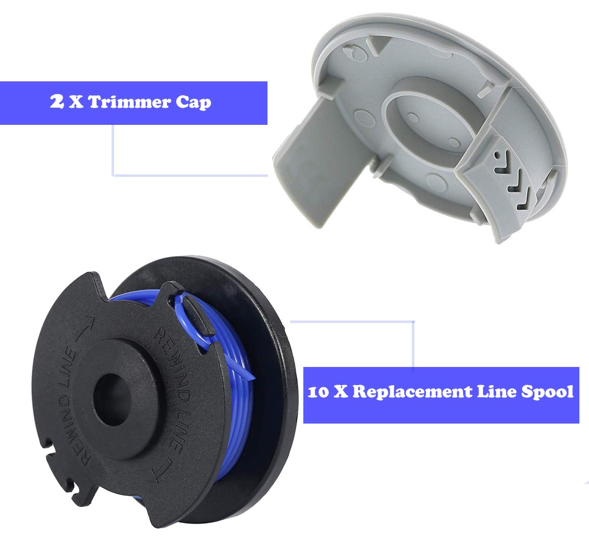 LEIMO KPARTS 0.065 String Trimmer Spool Line for Ryobi One+ AC14RL3A, 0.065" Autofeed Replacement Spools for Ryobi 18V, 24V, and 40V Cordless Trimmers (12 Pack)