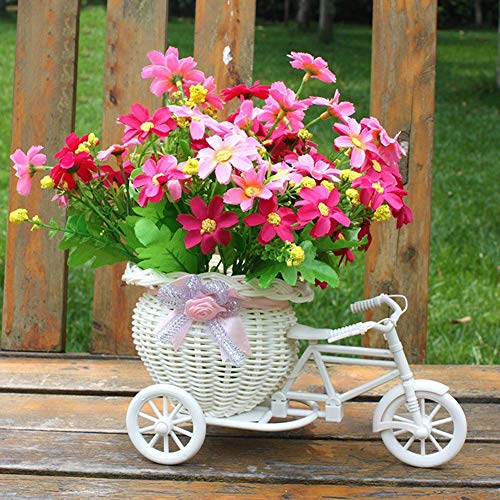 Luwsldirr Rattan Flower Basket Vase Tricycle Bicycle Model Home Garden Wedding Party Decor