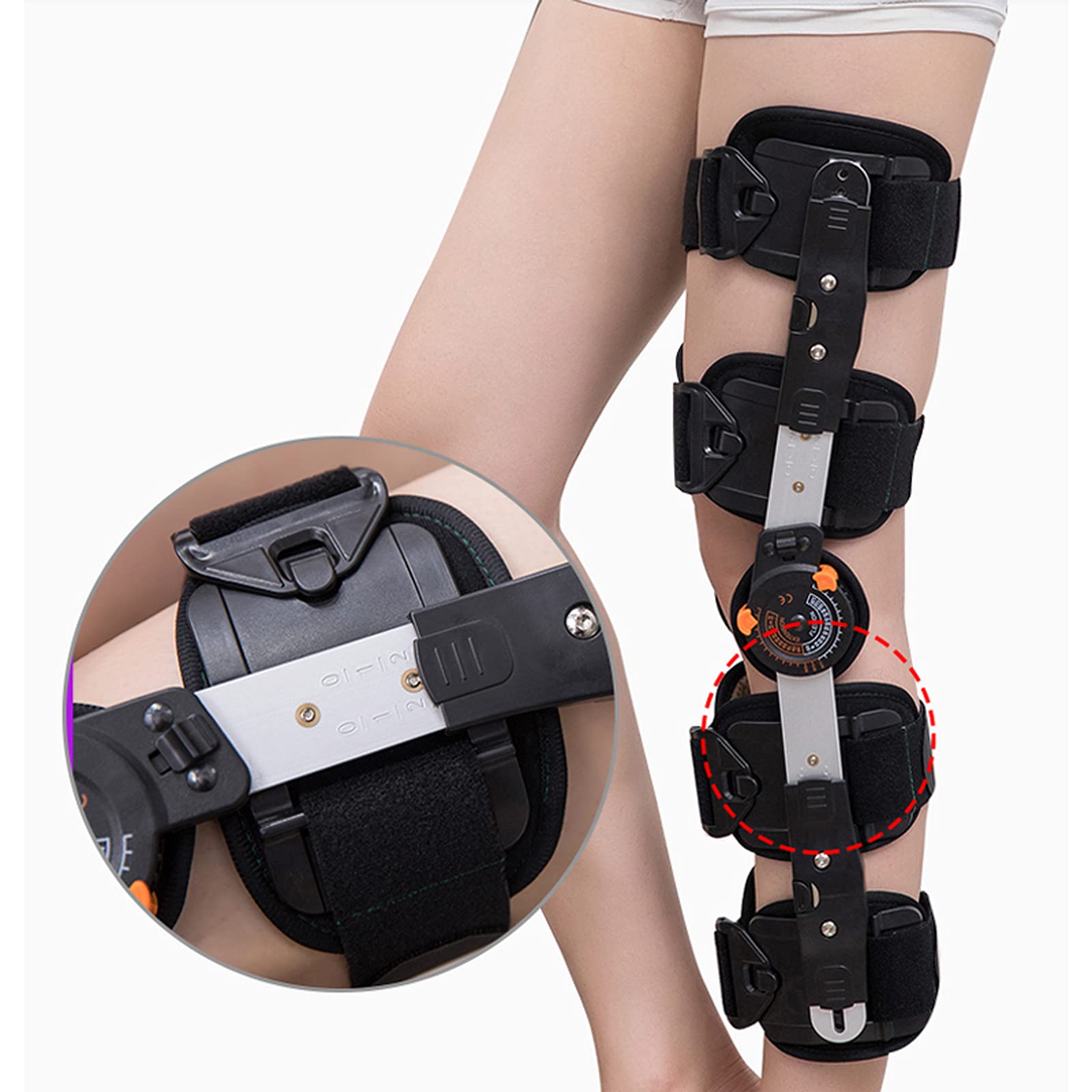 Knee Orthosis Immobilizer Adjustable Hinged Knee Brace Splint Stabilizer for Arthritis Meniscus Tear Ligament Injury for Leg Post-Op Fracture