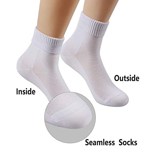 LUDYAN Cotton Quarter Athletic Socks, Running, sports, Sneakers, Everyday, Unisex (Black,White,Grey 5 Pairs), 5*white, Free