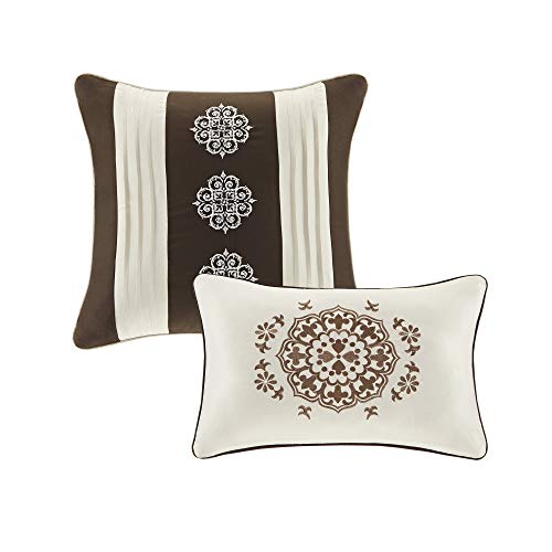 Madison Park - MPE10-796 Essentials Zara 16 Piece Jacquard Complete Bedding 2 Sheet Sets, King, Brown