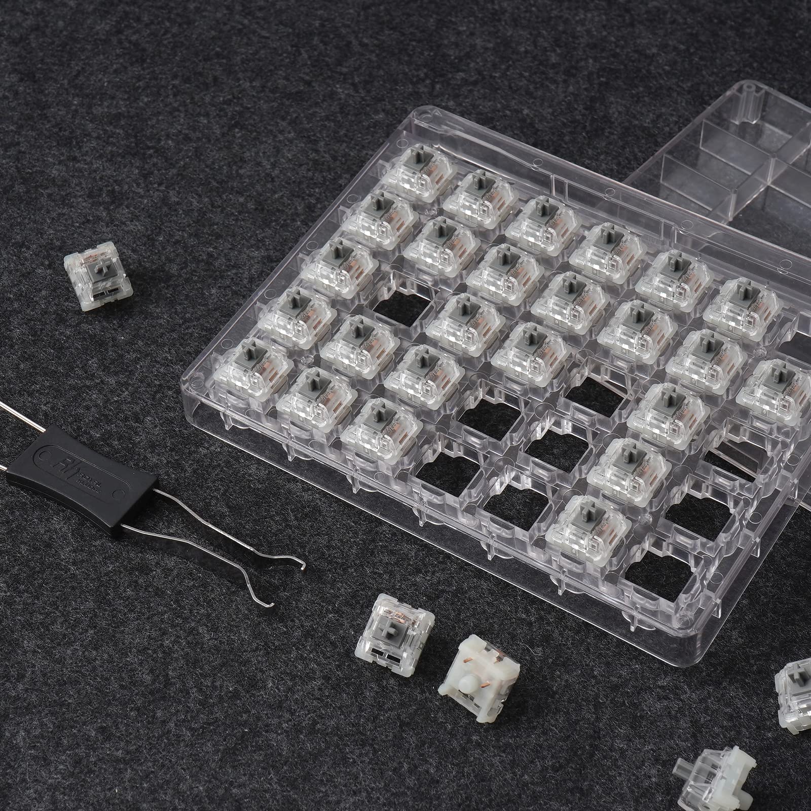 RK ROYAL KLUDGE Speed Silver Switches, 45gf Professional Linear Gaming Keyboard Switches Short Travel Compatible for MX Mechanical Keyboard - 35PCS, Lubed
