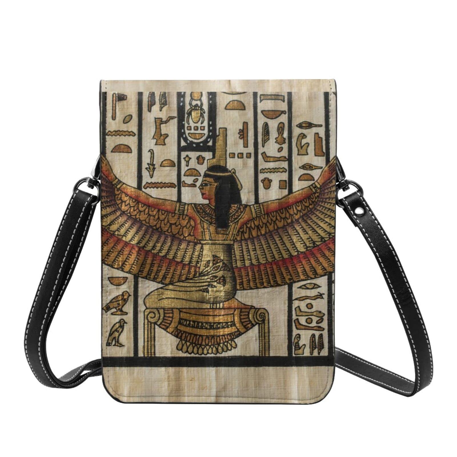 Small Crossbody Cell Phone Purses For Women Egyptian Antique Hieroglyphs Leather Shoulder Bags