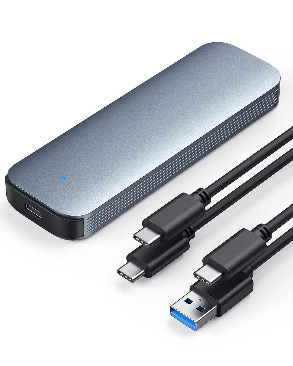 Viagkiki Aluminum M.2 NVME SATA SSD Enclosure Adapter, 10Gbps USB 3.2 Gen 2 HDD Enclosure Reader, Tool-Free NVME External Enclosure Supports M&B+M Keys 2242/2260/2280 ( with USB C & USB A Cables)