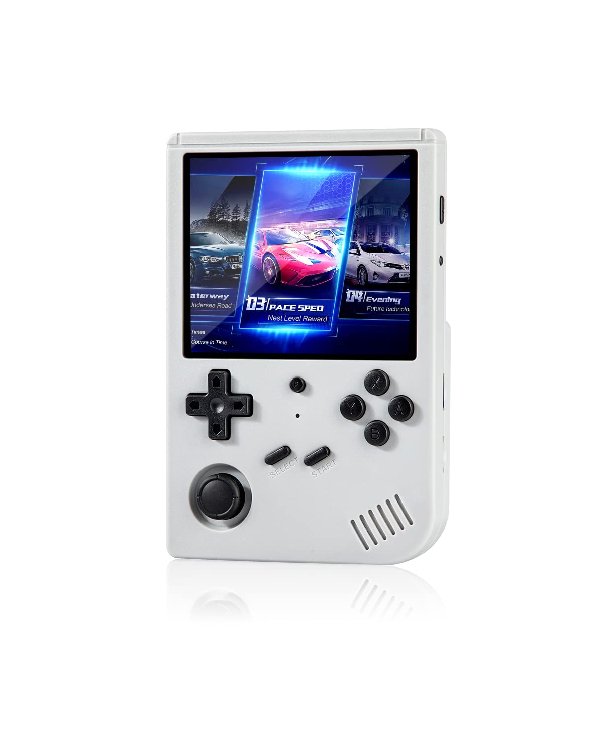 RG351V Handheld Game Console, 3.5 inch IPS Screen Classic System Retro Video Games Consoles, Supports Dual TF Extend 256GB, 64G TF Card 6000 Classic Games (Gray)