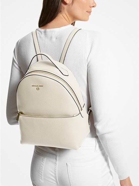 Michael Kors Valerie Medium Pebbled Leather Fashion Backpack (Lt Cream)