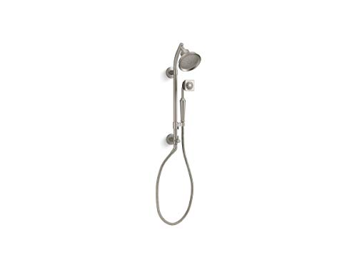 KOHLER 45906-BN HydroRail-S Shower Column, Shower Column for Fixed Showerhead, Adds Handshower Functionality, Vibrant Brushed Nickel