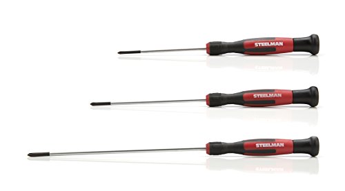 STEELMAN Precision Steel Shaft 6-Piece Long Electronics Screwdriver Set, Variety of Slotted/Phillips Sizes, Swivel-Head, Magnetic Tips