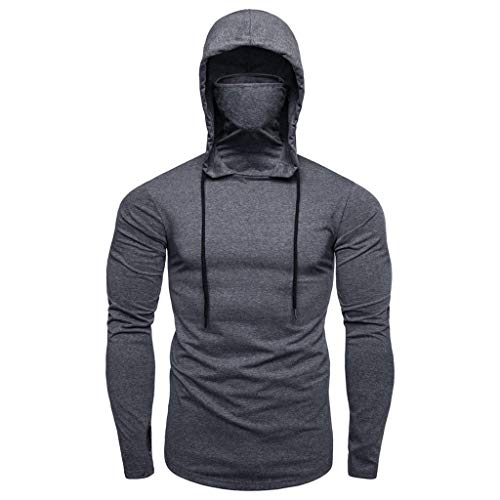 Mens Face_Cover Button Sports Sleeveless/Short/Long Sleeve Vest Hooded Splice Large Open-Forked Male Tank Tops Shirt Blouse with ๐๐ฎ๐ฐ๐ฒ ๐ ๐ฎ๐๐ธ