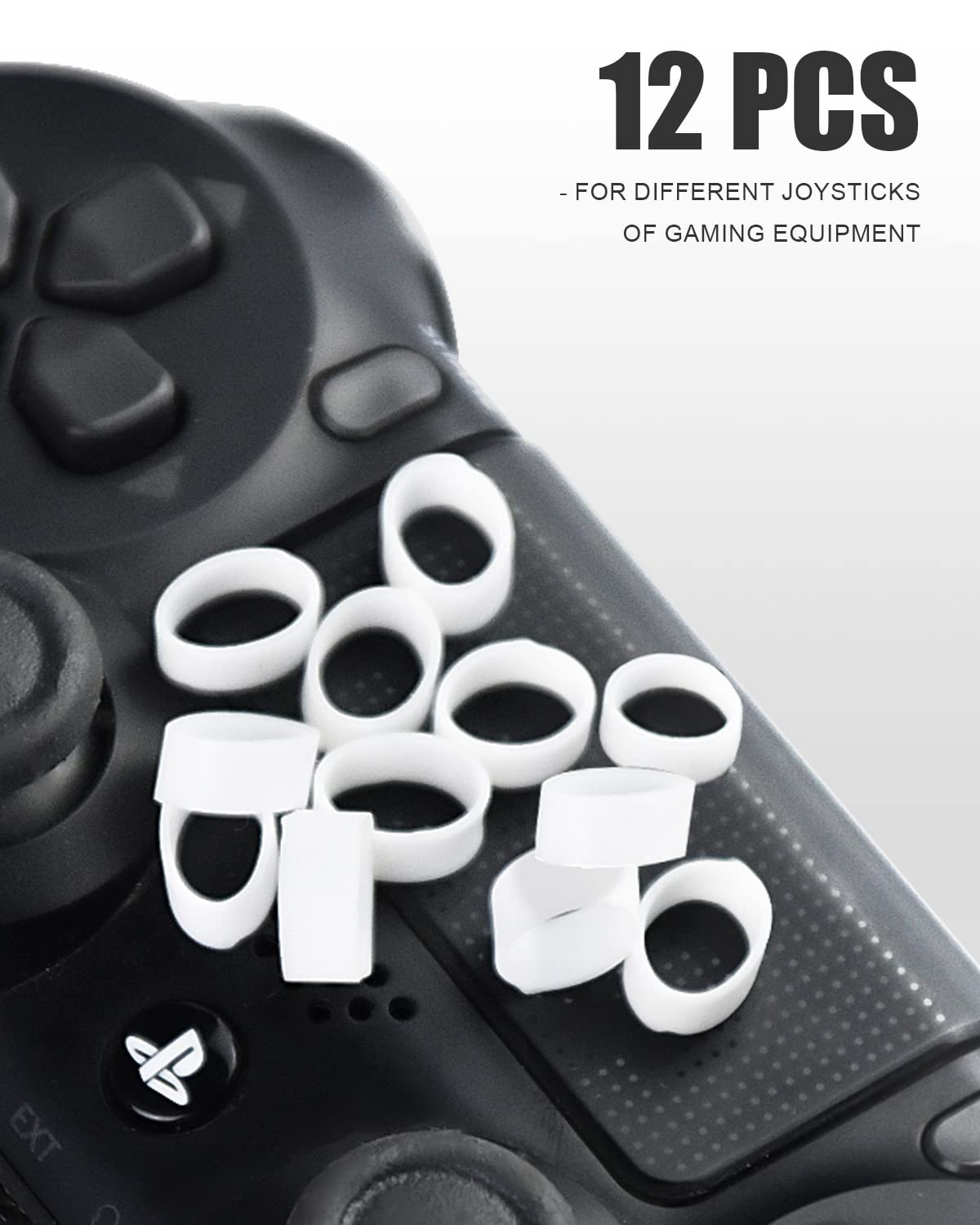 Sehawei Silicone Joystick Protectors, 12 Pcs (White) for Steam Deck/Xbox/PS4/PS5 - Invisible Elastic Protection, Keep Clean, Extend Life of Joysticks, Easy to Install & Remove