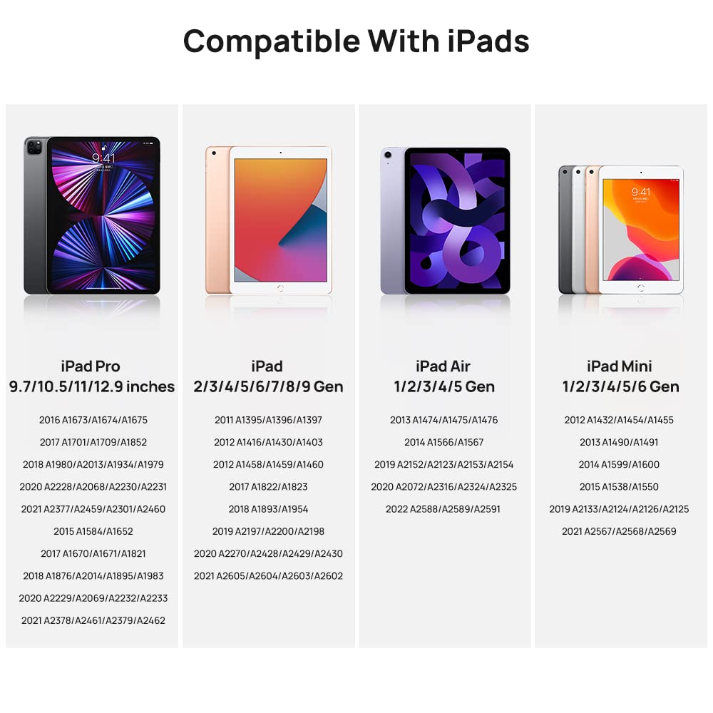 Stylus Pen for iPad Apple Pencil for iPad 9/8/7/6/5/4/3/2 Pro 12.9/11/10.5/9.7 Air 5/4/3/2 Mini 6/5/4 Alternative 2nd 1st Generation Stylus Pens for Touch Screens