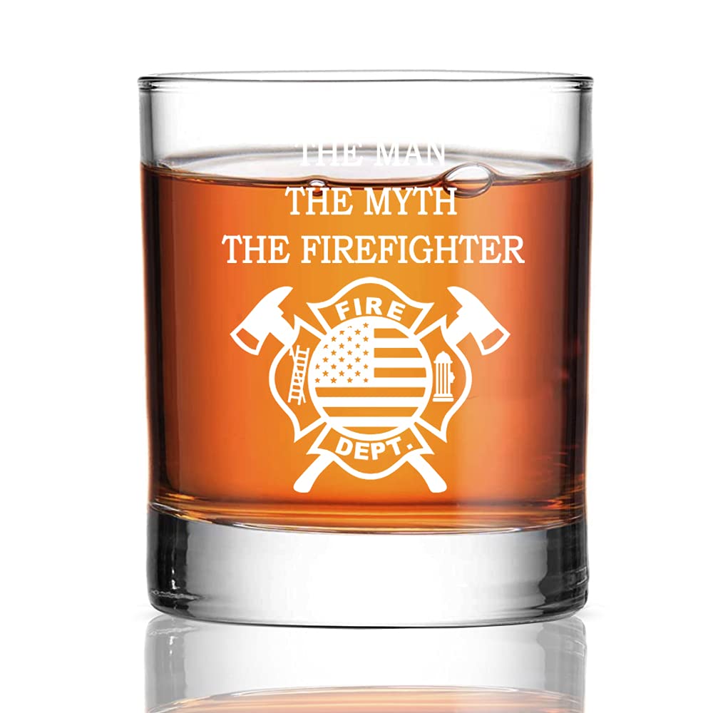 Perfectinsoy The Man The Myth The Firefighter Whiskey Glass, Firefighter Whiskey Glass, Firefighter Gifts, Fireman Retirement Gifts, Fireman Graduation, Fathers Day Gift for Fire Fighter