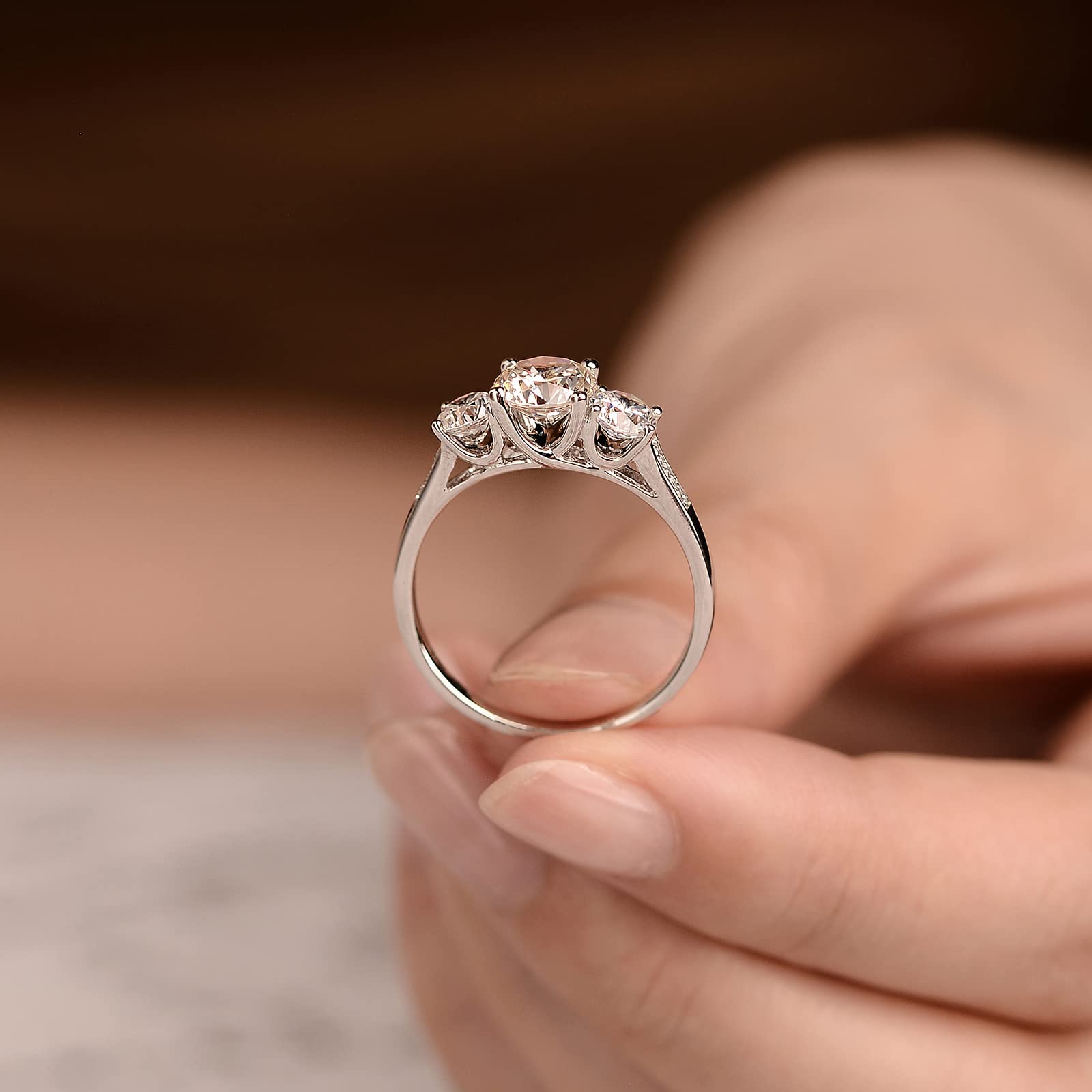 SEIARA Women's Zirconia Engagement Ring Promise Ring, Classic Comfort, Handmade Design Diamond Engagement Ring Ring 925 Sterling Silver(AJ004-8)