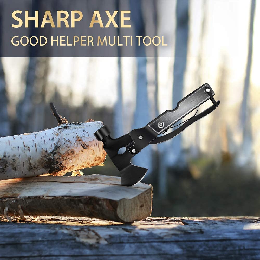 Men Women Gifts Multitool Hatchet Camping Essentials Survival Multi Tool 14-in-1 Fathers Day Brithday Gift for Dad Him Son Her Hiking Backpacking Gear Axe Hammer Saw