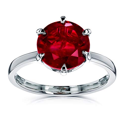 Kobelli Created Red Ruby 6-Prong Solitaire Ring 10mm 14k White Gold, 9.5