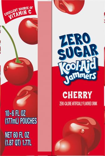 Kool-Aid Jammers Cherry Zero Sugar Artificially Flavored Soft Drink, 6 Fl Oz (Pack of 10)