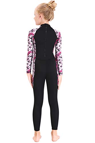Micosuza Kids Flower Printed One Piece Swimsuit Sun UV Protective Rash Guard Swimwear