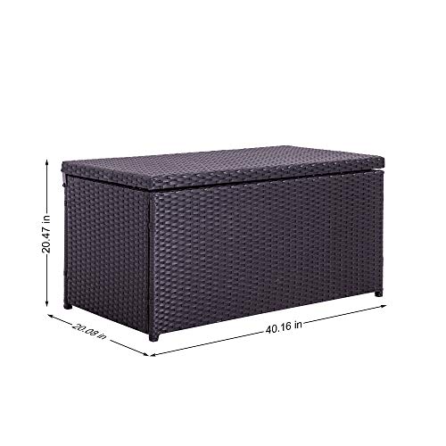 Sundale Outdoor Storage Box, 60 Gallon Patio Deck Boxes with Hinged Lid, Outdoor Wicker Cushion Storage Container Bin Chest for Cover, Pillow, Towel - Steel Frame, Classic Black