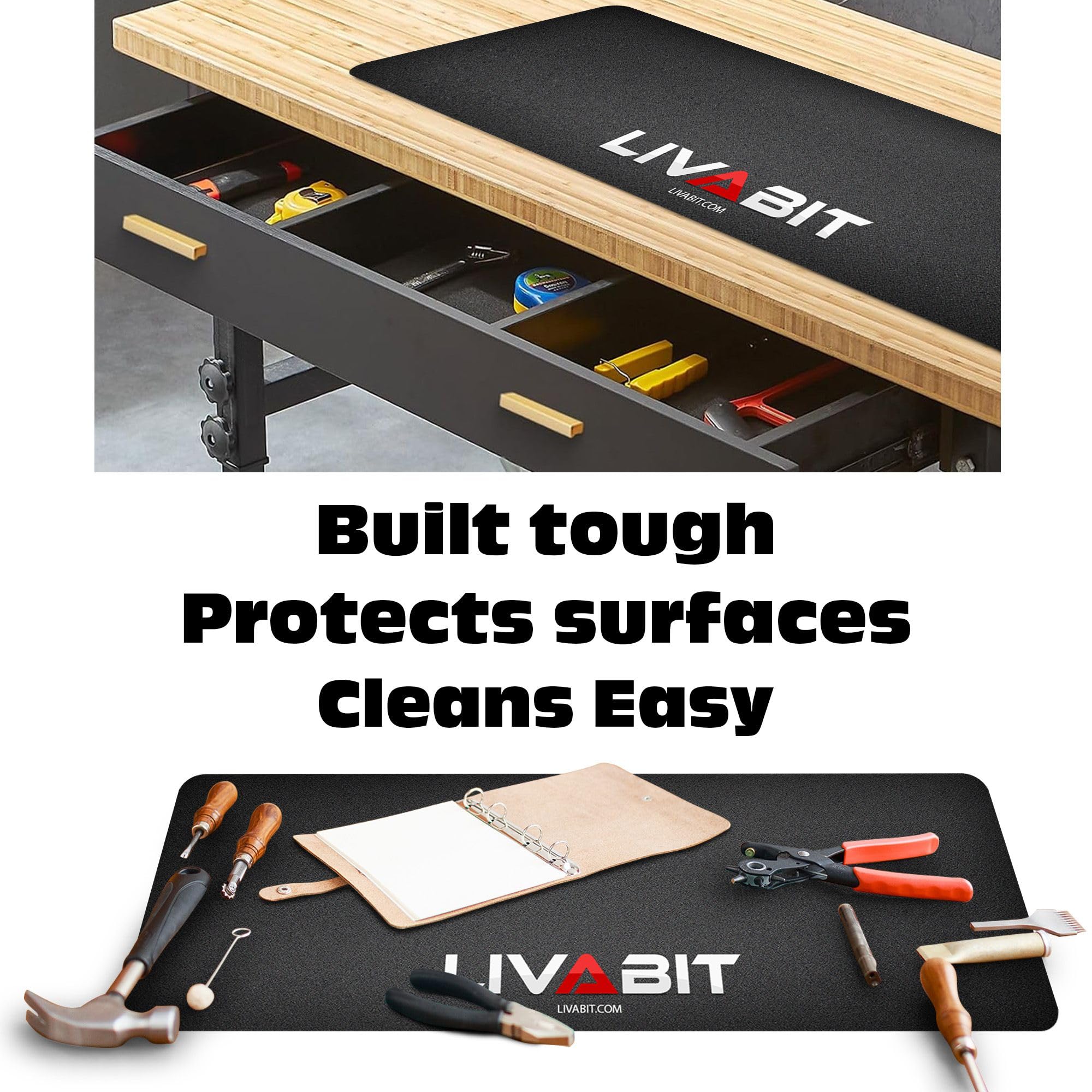 LIVABIT – 12” X 36” inch Gunsmith Cleaning Tool Work Bench - Non-Slip and Oil Resistant Neoprene Gun Mat - 4 mm Thickness - Compatible with Rifles and Small to Large Pistols – Black