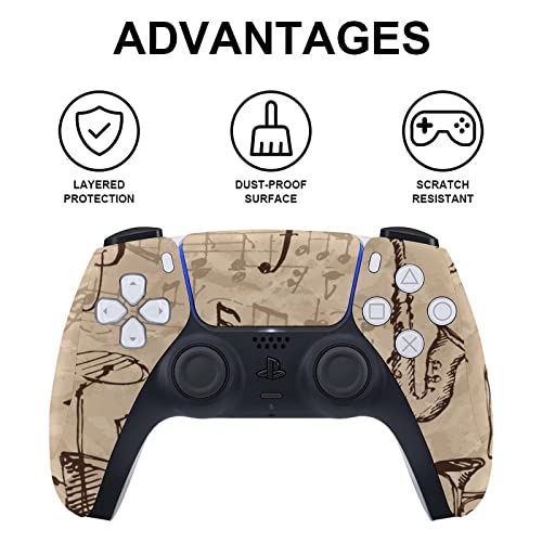 Set of Musical Instrument Icons Full Protective Skin Cover Design Wrap Decal Sticker Compatible with PS5 Digital Edition Console and Controller