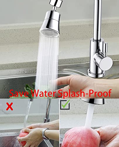 SunDins Chrome 720 Degree Swivel Sink Faucet Aerator ,Big Angle Faucet Sprayer,Rotatable sink adapter Sprayer Attachment for Kitchen/Bathroom male or female thread - Easy Install (2 balls joint)