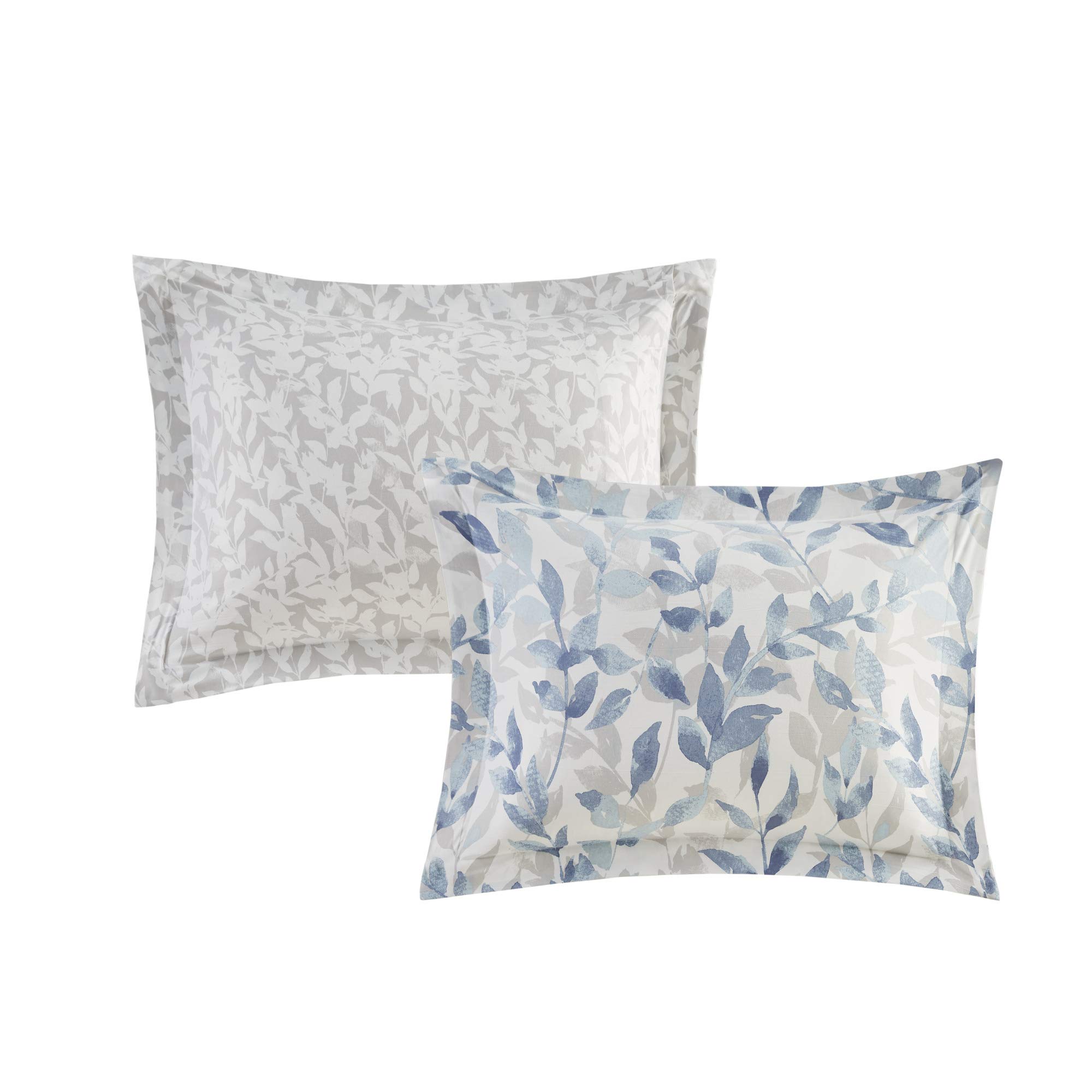 Madison Park Essentials Cozy Bed in a Bag Reversible Comforter with Complete Sheet Set - Modern Botanical Print All Season Cover, Shams, Decorative Pillow, King(104"x92"), Blue 8 Piece