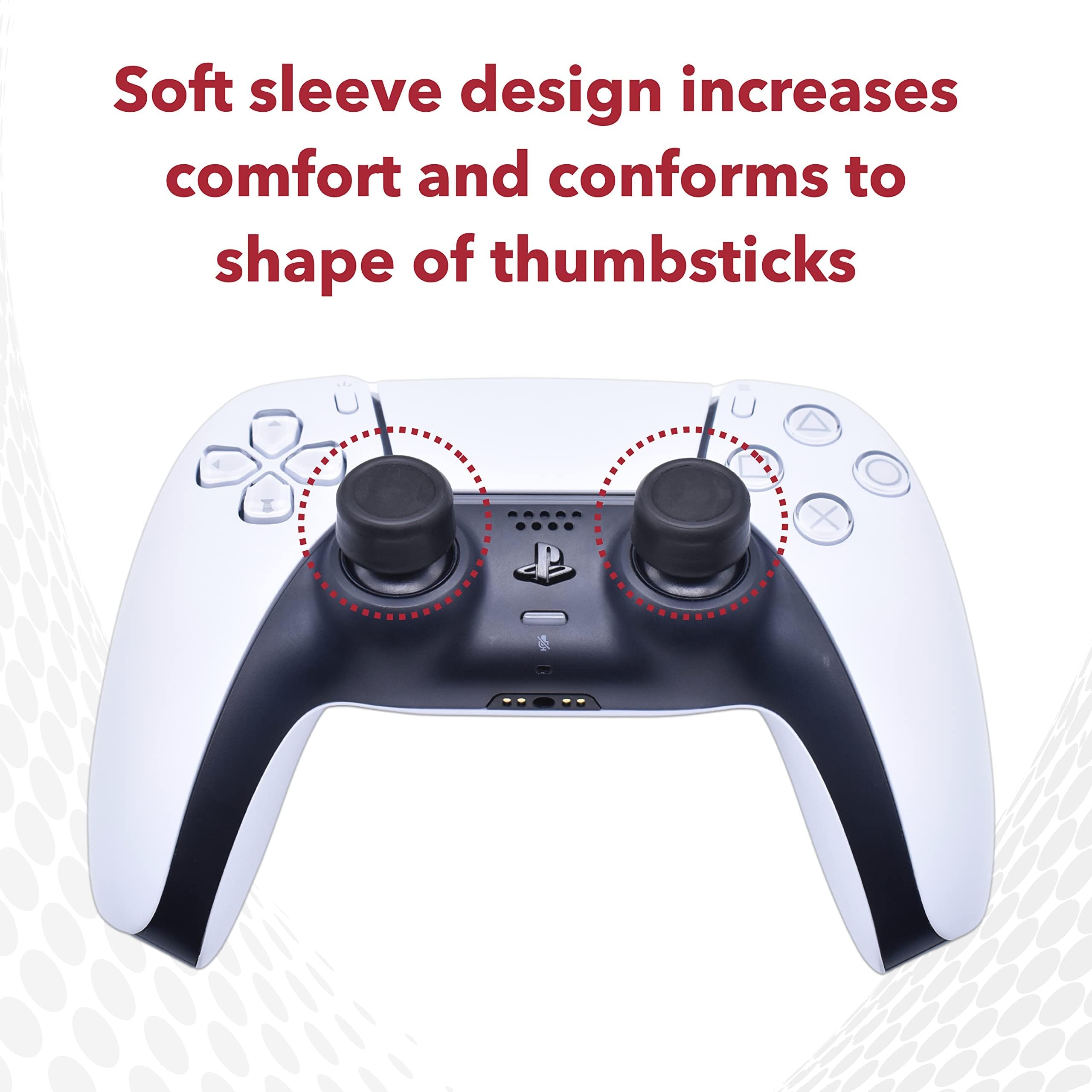 Setex Gecko Grip, 2 High Rise Thumbstick Grip Covers, for PlayStation PS5, PS4, Xbox One, Switch Pro, Steam Deck, Anti-Slip Microstructured Analog Stick Thumb Grips, Black, Covers Only