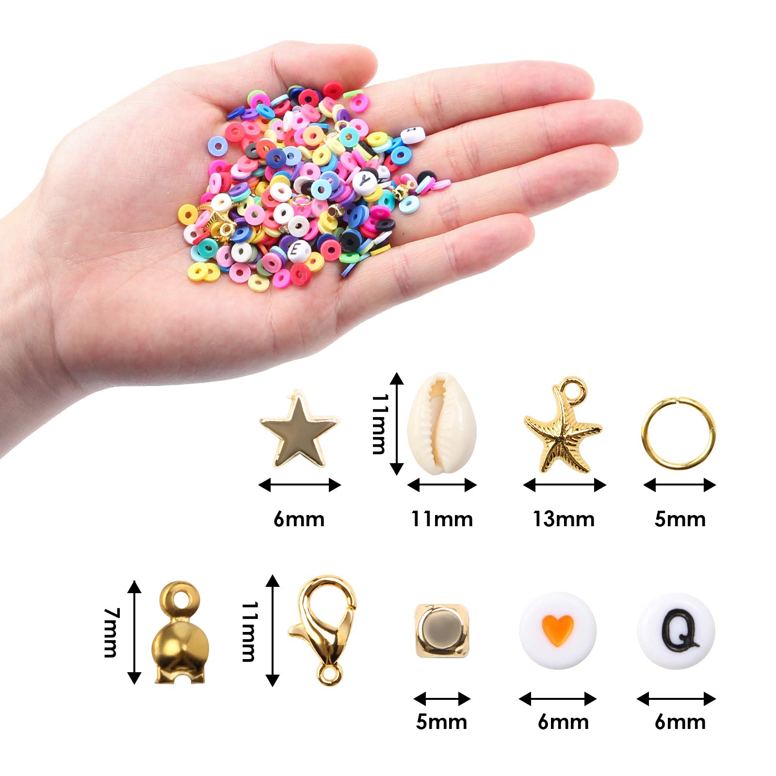MTOUOCK 4500 Pcs Flat Round Clay Beads for Jewelry Making Necklaces and Bracelets DIY Earring Necklace Craft Set (18 Colors 6mm)