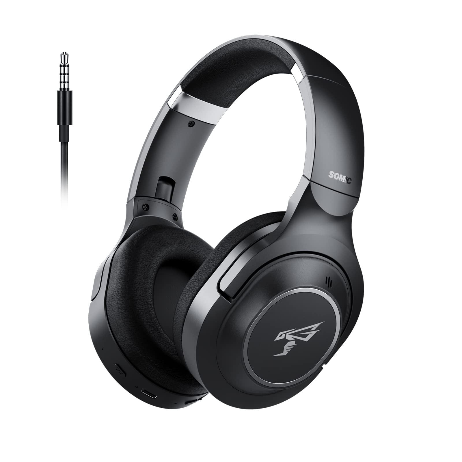 SOMIC Bluetooth Wireless Headphone with 3 Noise Cancelling Mode, Foldable Over Ear Headphones with 24Hrs Playtime, Built-in Noise Reduction Mic, Stereo Sound for Smartphone, Tablet, Laptop
