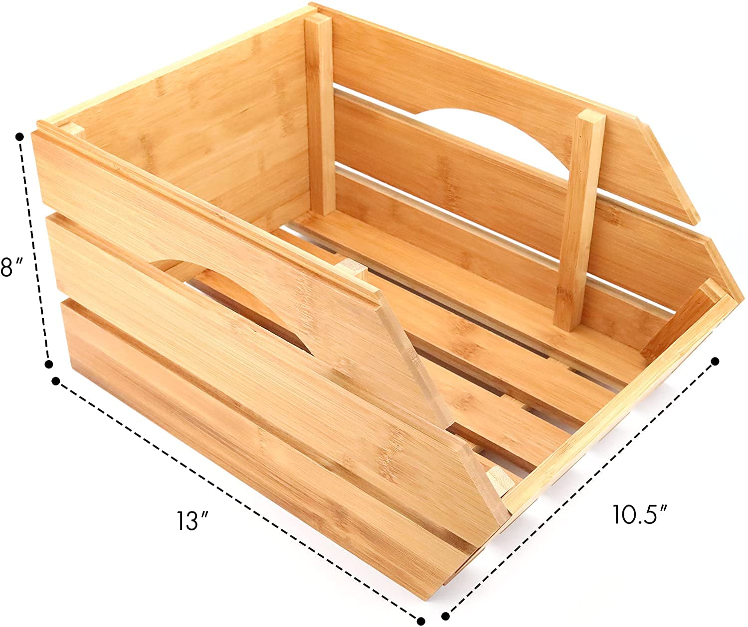 ROYALHOUSE Bamboo Fruit Basket, Stackable Basket, Fruit & Vegetable Storage For Kitchen Countertop, Bamboo Fruit Bowl, Tabletop Fruit Serving Bowl (Pack of 2)