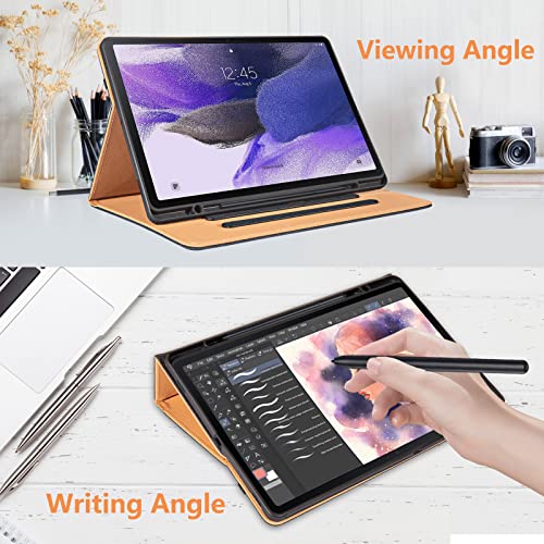 Vakarey for Samsung Galaxy Tab S7 Fe 5G Case with Pen Holder,Cover Case for Samsung Galaxy Tab S8 Plus 12.4 Inch Tablet,Black