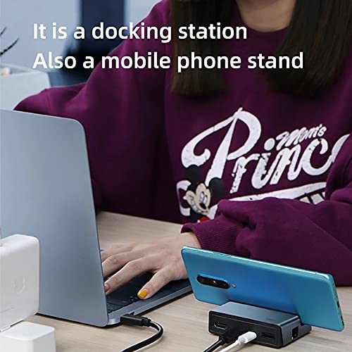 USB C Hub Type-C Docking Station Type-C to 4K HDMI-Compatible PD SD/TF Card Reader RJ45 Phone Holder Stand