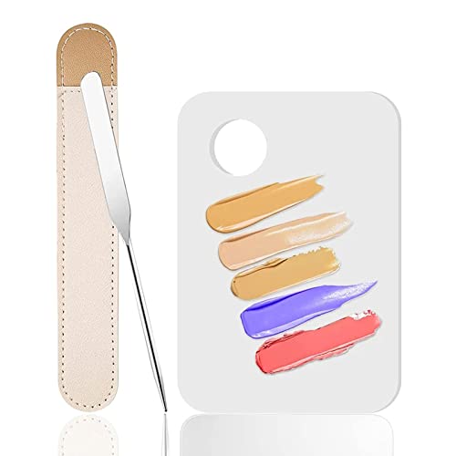 Makeup Spatula and Palette Set, Picasso Spatula Makeup Korean Nail Art Polish Mixing Plate Foundation Eyeshadow Eye Shadow Mixer Palette with Spatula Rod