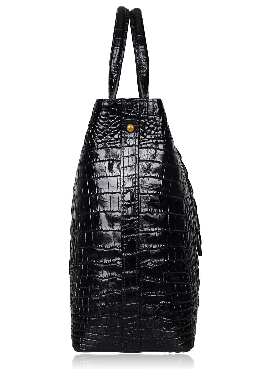 PIJUSHI Designer Genuine Leather Top Handle Satchel Handbags Bundle with Crocodile Leather Wristlet Wallet