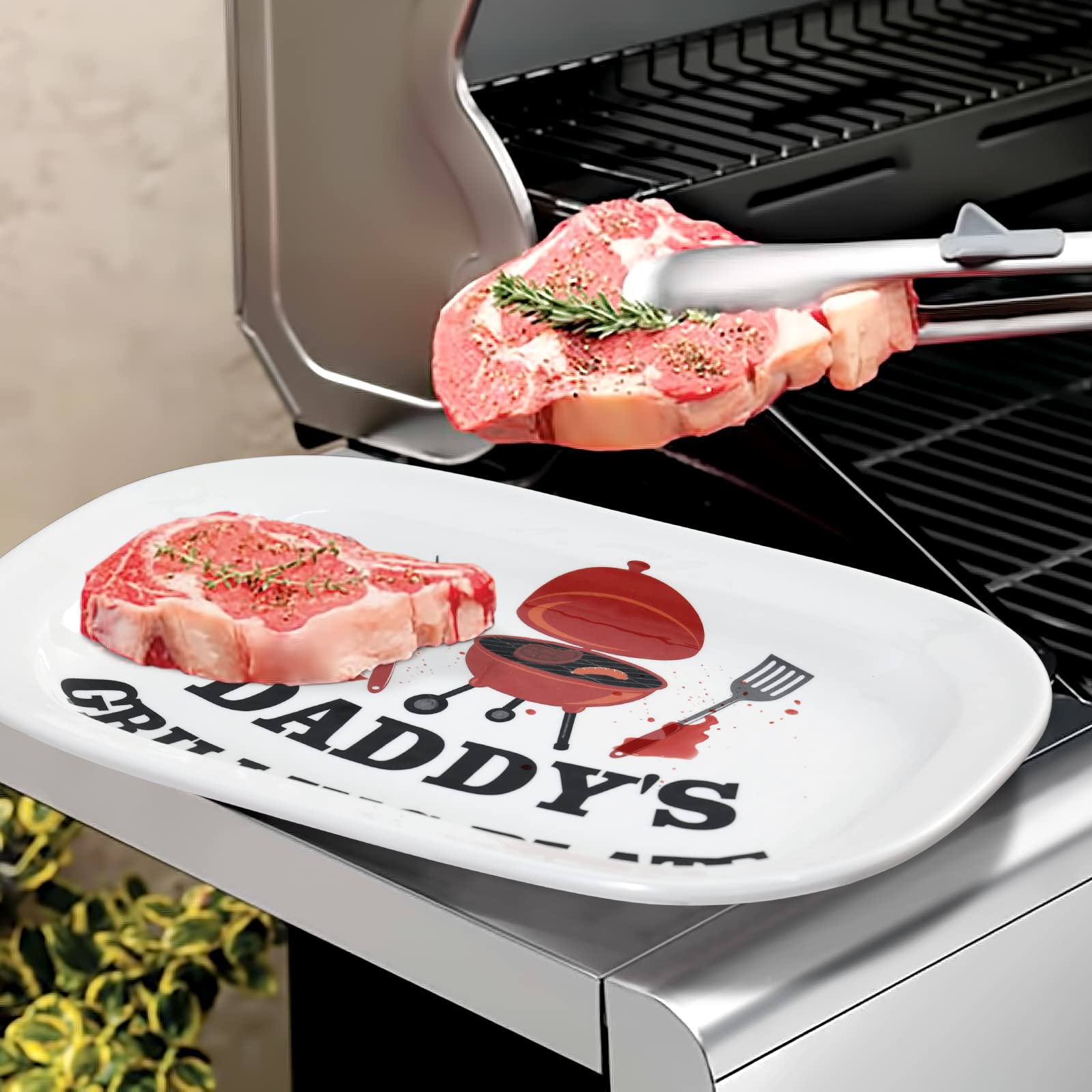 Nefelibata BBQ Daddy Grilling Platter Gift Father’s Day Barbecue Serving Tray Plate Dishes Birthday Valentine's Day Gift Ideas for Him Men Grandparent Dad Outdoor Indoor