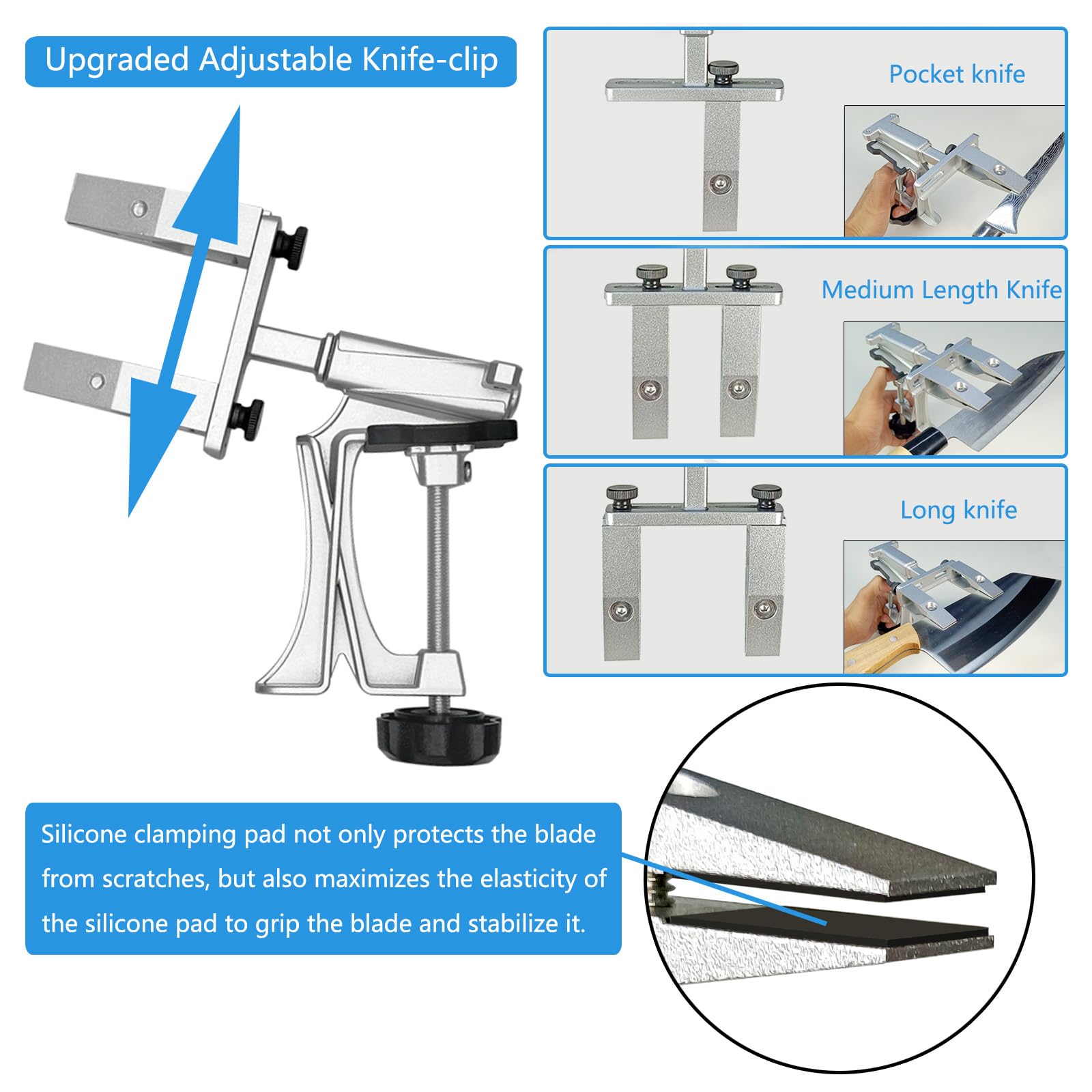Knife Sharpener Professional Stainless Steel Kitchen Chef Knife Sharpener,Home Knife Sharpening Kit, Abrasive Holding System Tools (D SET)