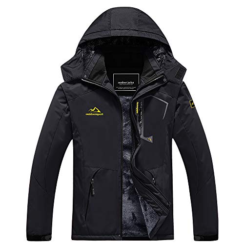 MAGNIVIT Men's Fleece Parkas Windproof Ice Fishing Hunting Jacket and Coat Black