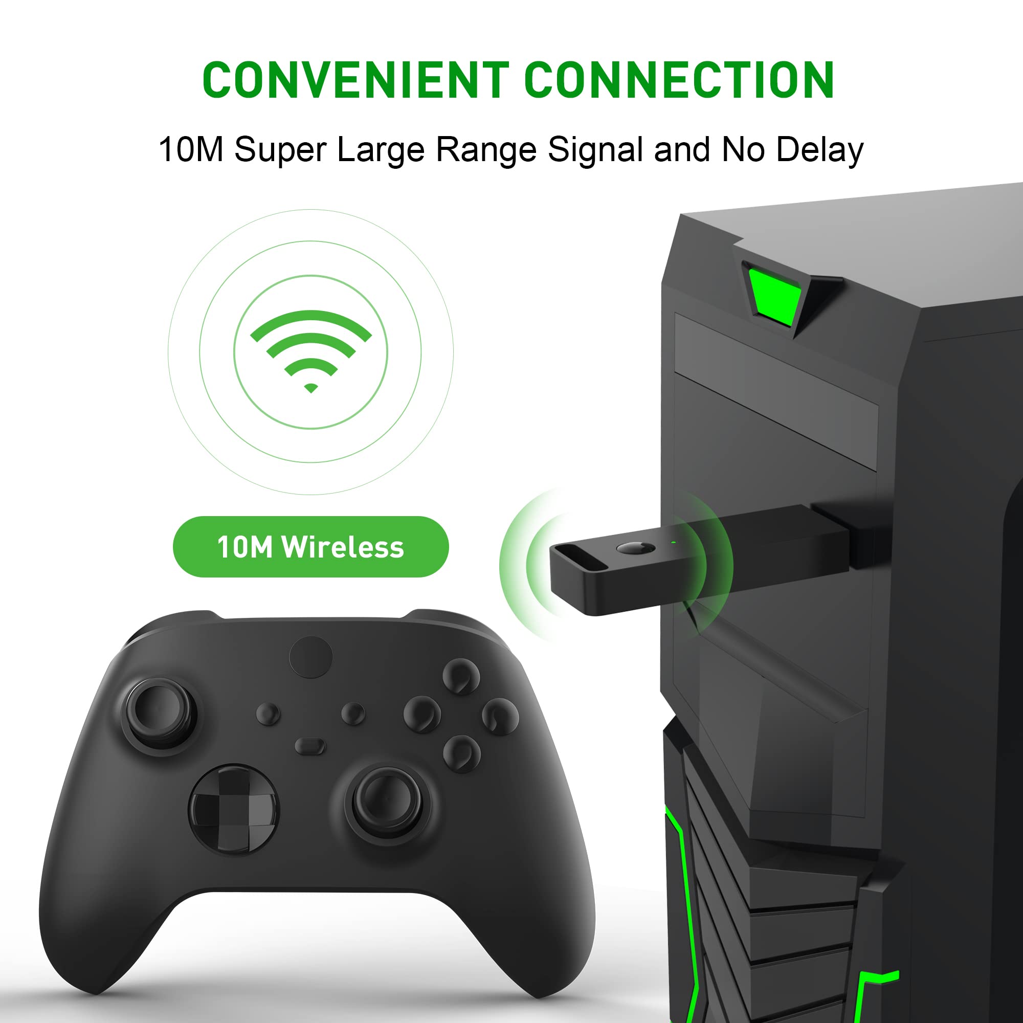 sevkumz Wireless Adapter for Xbox One, USB Wireless Gaming Receiver Adapter for Windows 10/8/7 Compatible with Xbox One Controller, Xbox One X, Xbox One S and Elite Series Controller