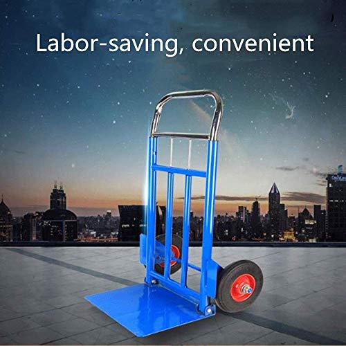 MTYLX Hand Pull Heavy Cart,Multipurpose Foldable Trolley Handling Helper Trailer Portable Luggage Cart Hand Truck 100Kg Load Capacity () for Luggage, Travel, Auto, Moving and Office Use,Blue,37X29X11