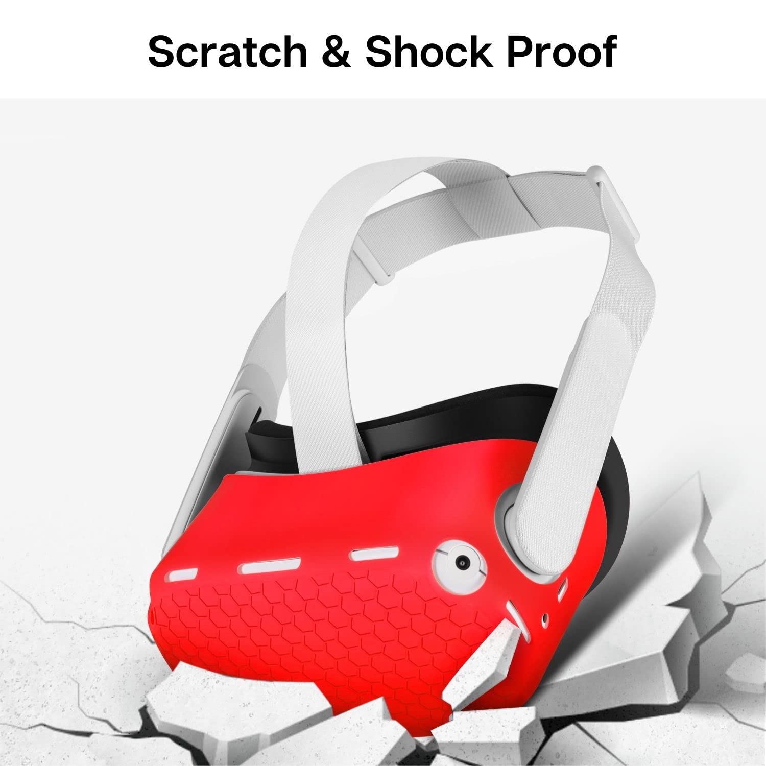 TNP VR Cover for Oculus Quest 2 Cover - Red Silicone VR Cover for Oculus Quest 2 Protective Cover - Anti Scratch Dust Bump Oculus Protective Cover