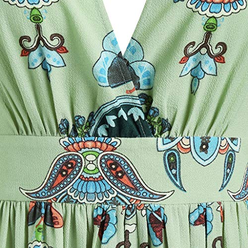 Pinkpaopao Casual Butterfly Printed Plus Size Dress Women's Deep V Neck Short Sleeve Maxi Dress High Split Swing Dress