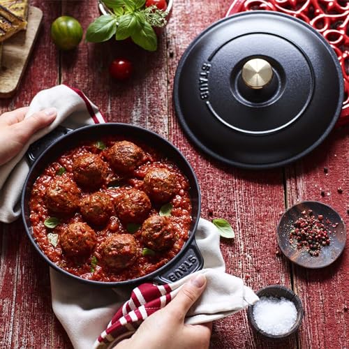 Staub Cast Iron 7.9-inch Round Covered Baking Dish - Matte Black, Made in France